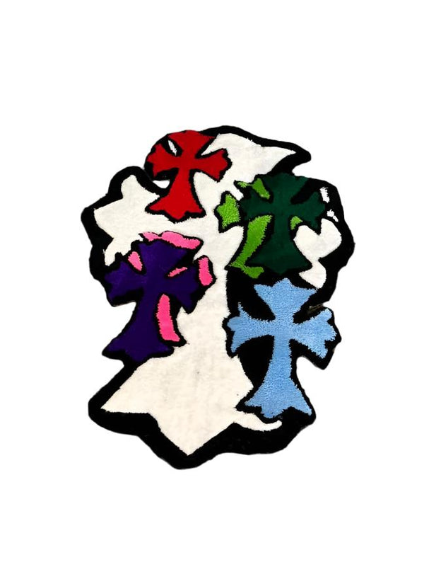 Chrome Hearts Inspired Custom Tufted Rug with Colorful Cross Design